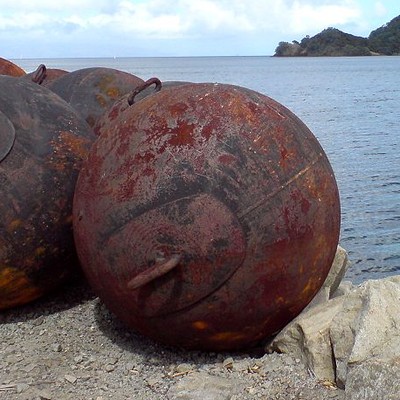 This is an iron buoy. Where were its atoms formed? | globalquiz.org